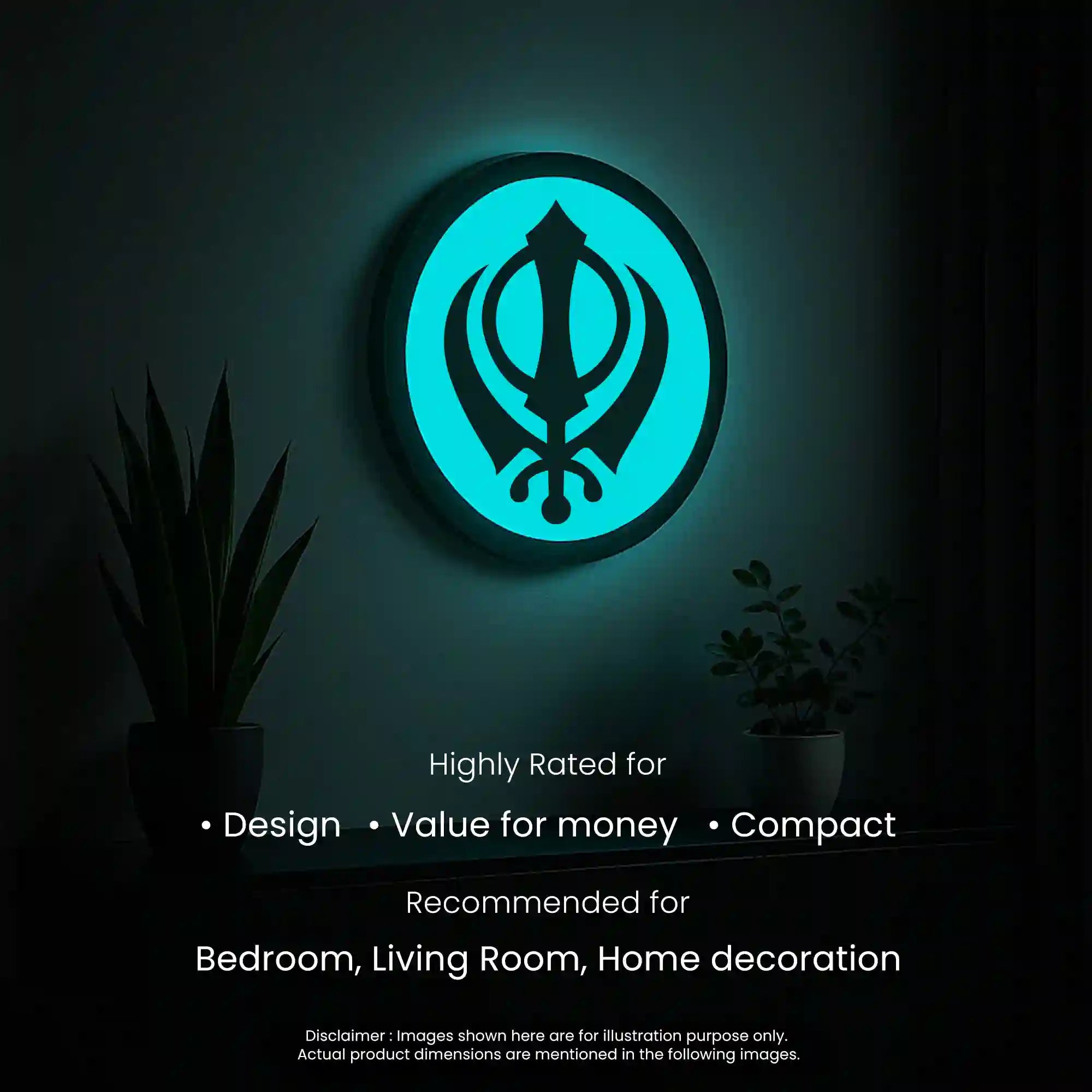 Khanda (Sikh Symbol) | Glow in the Dark | Wall Hanging Decor Art with ...